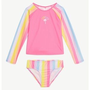 Justice | Swim | Justice Girls Pink Multicolor Striped Long Sleeves ...